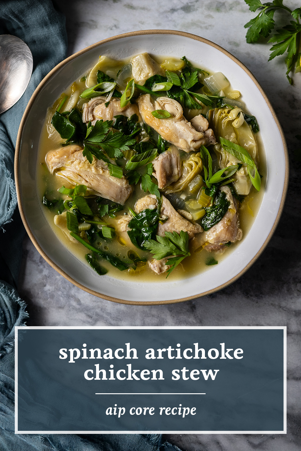 Spinach Artichoke Chicken Stew (AIP, Paleo, Whole30)